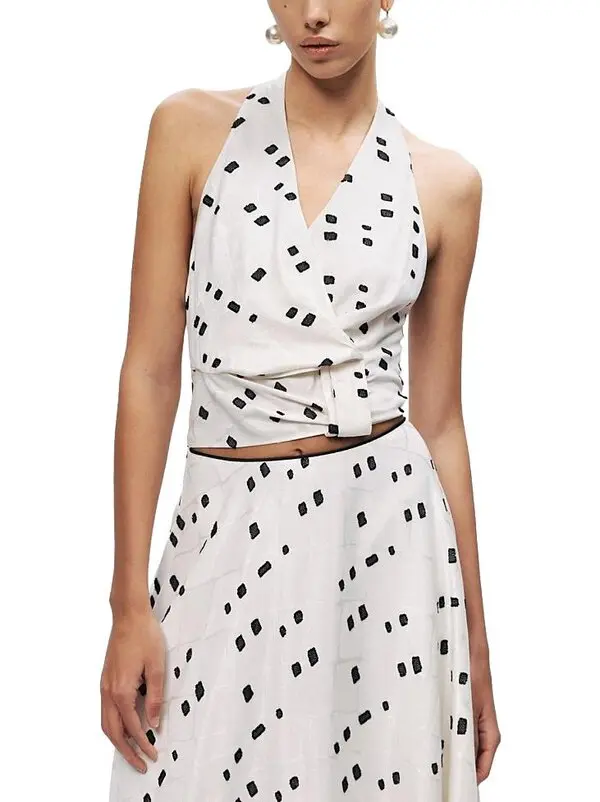 NOCTURNE Printed Halter Blouse - Multi-colored