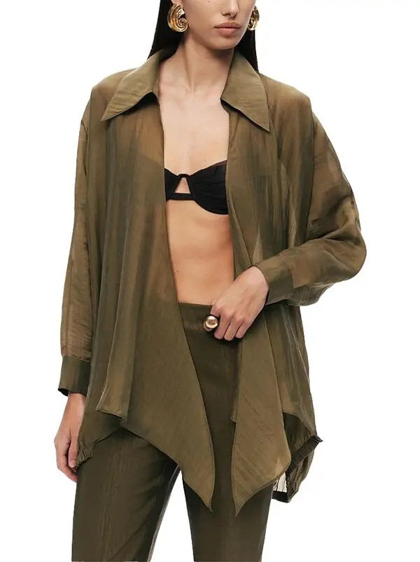 NOCTURNE Fluid Open-front Shirt - Khaki
