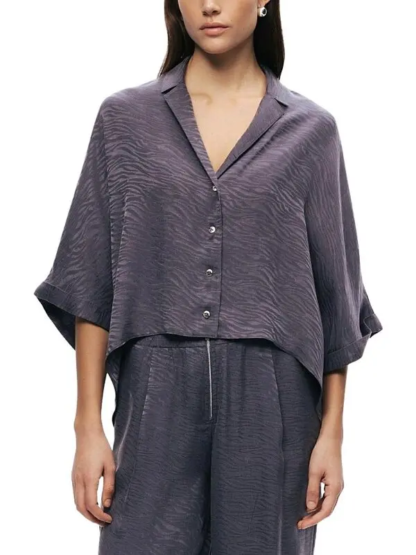 NOCTURNE Relaxed Short-sleeve Textured Shirt - Anthracite