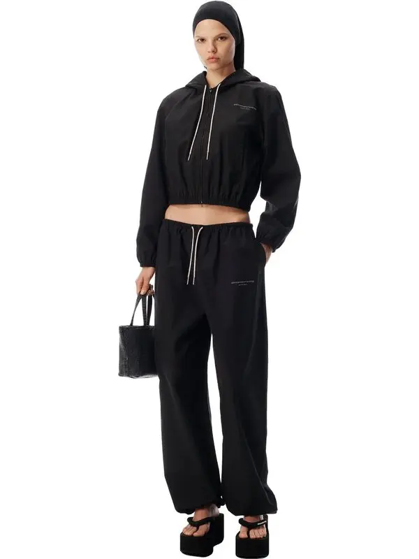Alexander Wang Crystal Drawcord Hoodie Jacket - Black