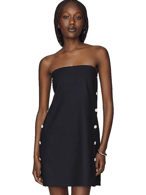 Maeve European Linen Stretch Strapless Shift Dress - Black