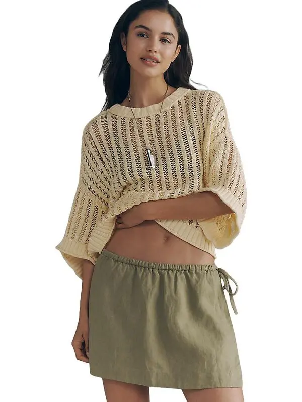 Anthropologie Goldie Corded Mesh Crew-neck Sweater - Butter Yellow