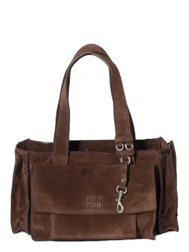 Miu Miu Suede Tote Bag - Moro