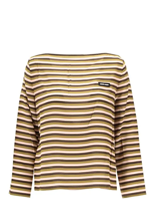 Miu Miu Striped Knit Top - Ebano+felce