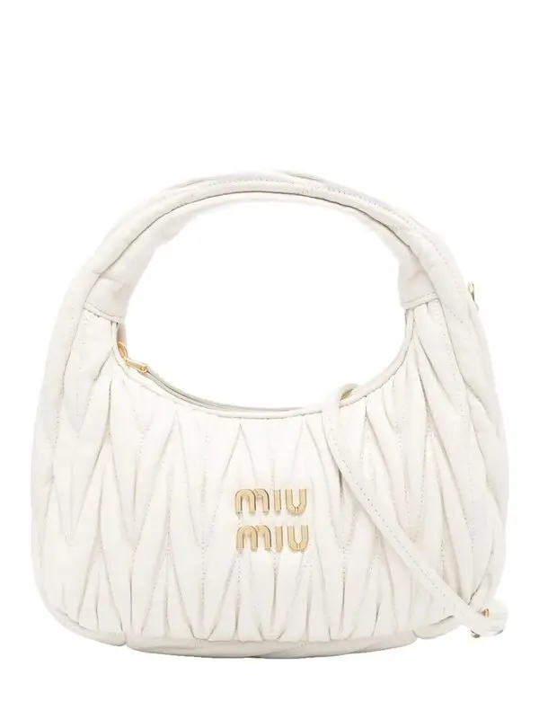 Miu Miu Matelassé Top Zip Handheld Bag - Bianco