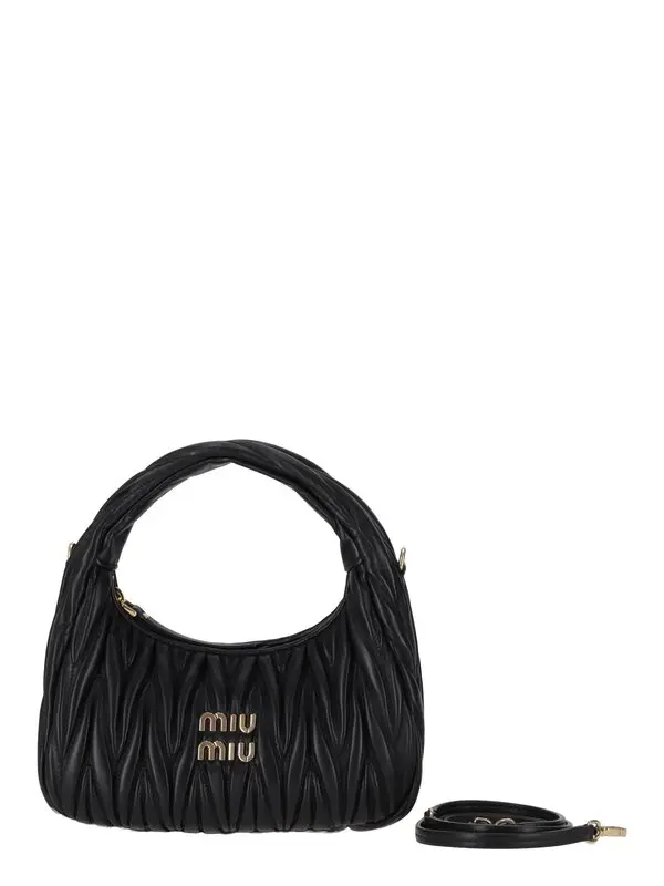 Miu Miu Quilted Leather Hobo Bag - Nero