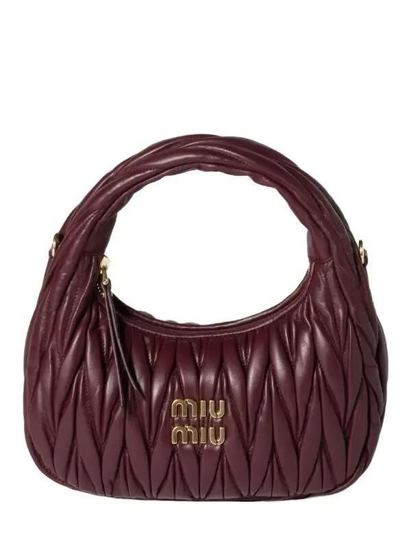Miu Miu Matelassé Leather Shoulder Bag - Bordeaux