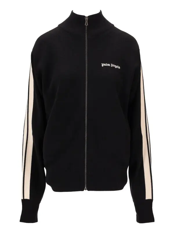 Palm Angels Classic Logo Knit Track Jacket - Black - Off White