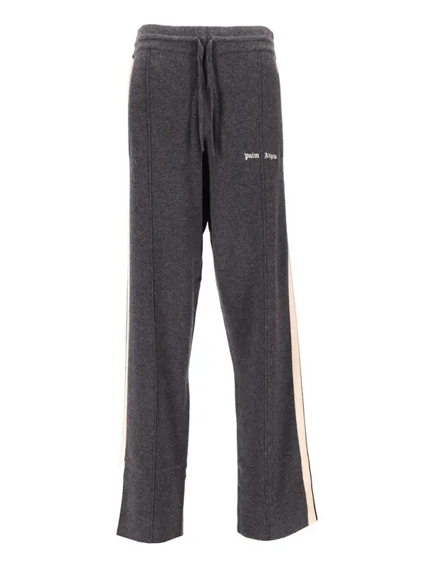 Palm Angels Classic Logo Knit Track Pants - Dark Grey - Off White