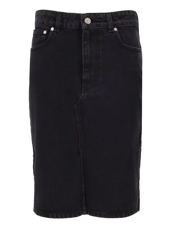 Stella McCartney Black Denim Lace Skirt - Black/black