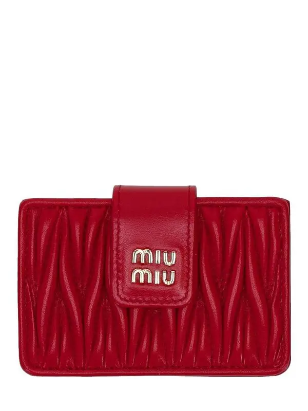 Miu Miu Matelassé Card Holder - Rosso