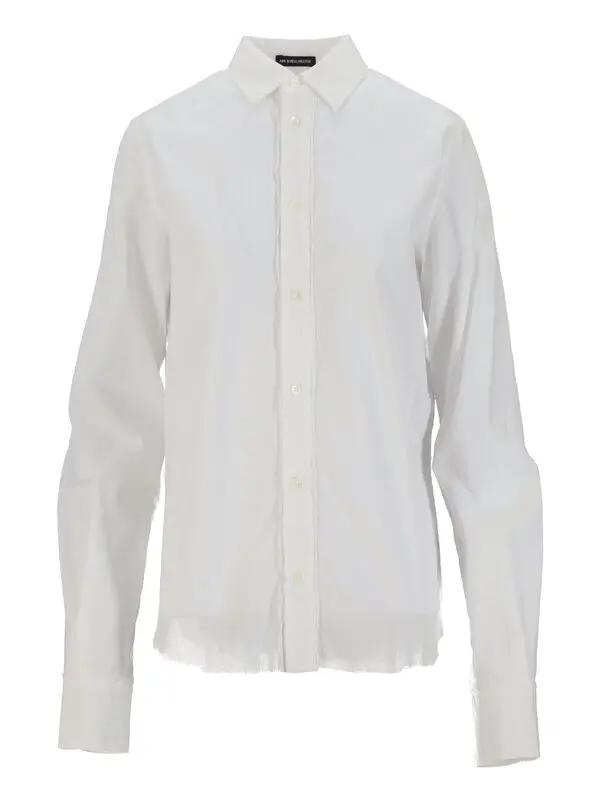 ANN DEMEULEMEESTER Raw Edge Cotton Shirt - Natural White