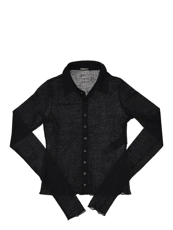 ANN DEMEULEMEESTER Slim Fit Jacquard Wool Jersey Shirt - Black