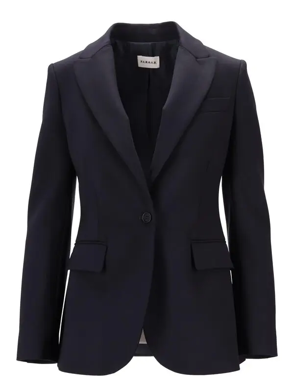 PAROSH Single-breasted Jacket With Classic Collar - Blu