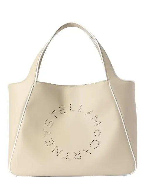 Stella McCartney Logo Tote Bag With Contrast Piping - Oat
