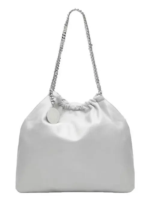 Stella McCartney Falabella Medium Drawstring Eco Shaggy Deer W/stainless Steel Chain Airlite - Pearl Grey