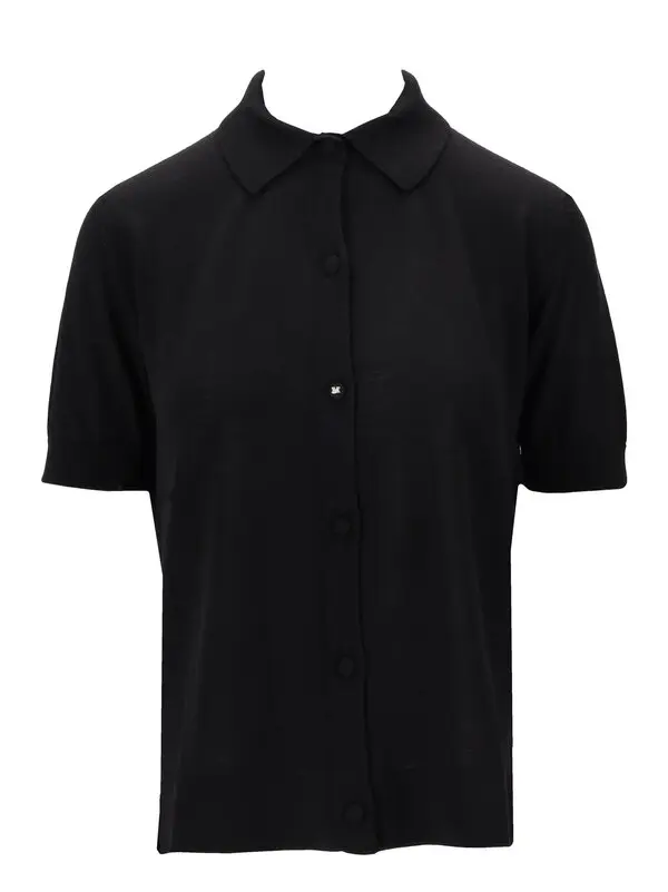 Max Mara Short Sleeve Cardigan With Collared Neckline - Nero