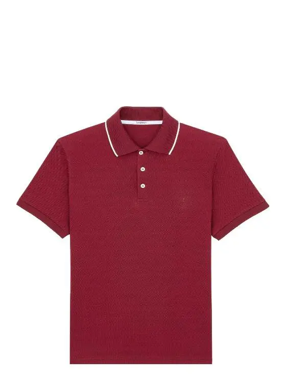 Saint Laurent Bicolor Pique Polo - Bordeaux/naturel