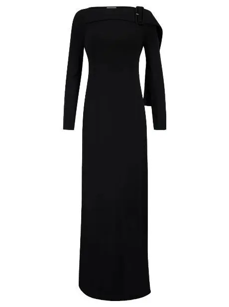 COURREGES Long Dress Buckle Crepe Jersey - Black