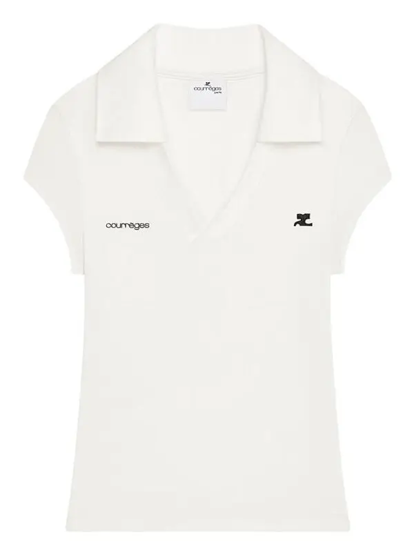 COURREGES Cropped Polo Shirt - Heritage White/heritage W