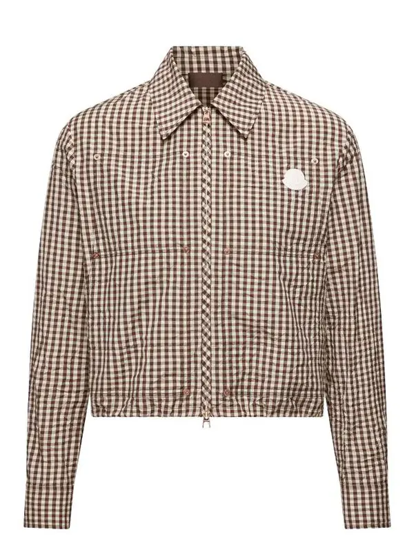 Moncler Gingham Check Shirt With Logo Detail - Light Beige