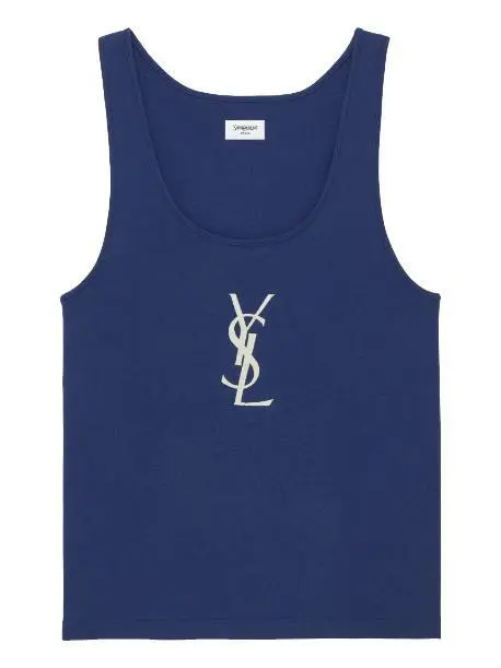 Saint Laurent Embroidered Tank Top - Bleu Cobalt