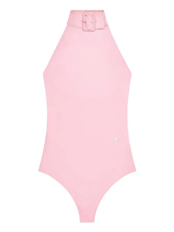 COURREGES Belted Tech Crepe Bodysuit - Light Pink