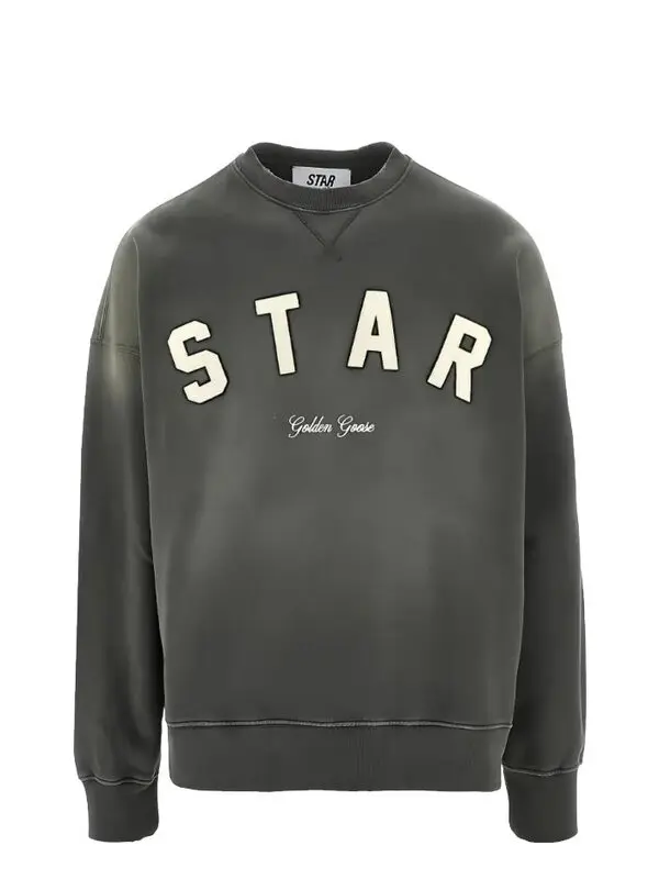 GOLDEN GOOSE Boxi Crewneck Sunfaded Wash Star Print - Charcoal