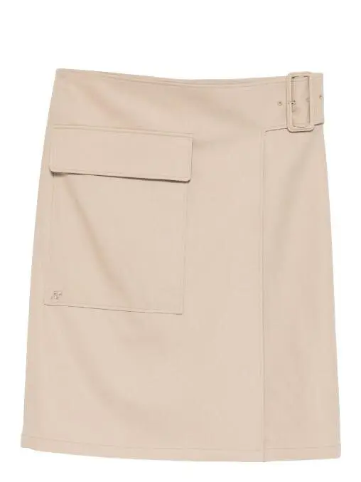 COURREGES Cotton Utility Skirt With Buckle Detail - Beige