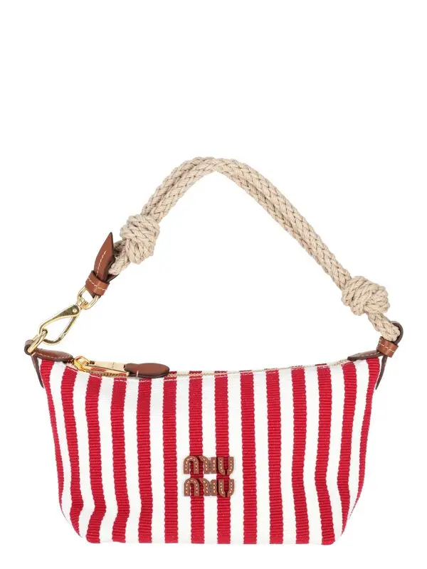 Miu Miu Striped Canvas Clutch - Rubino+cognac
