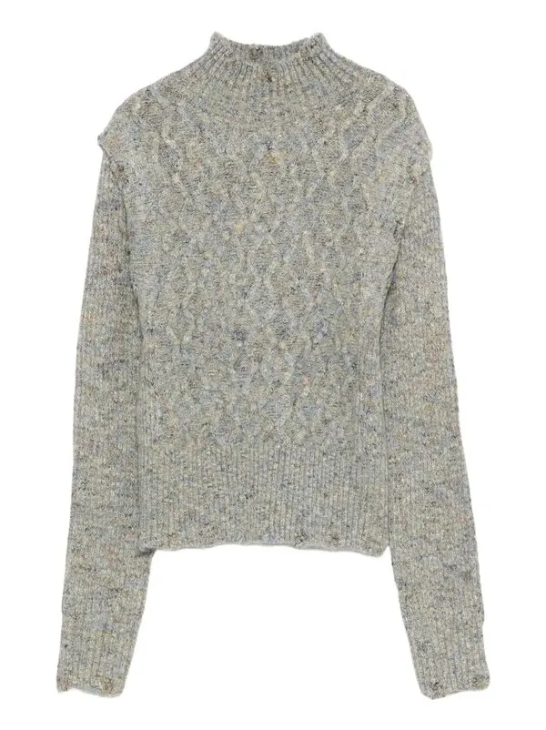 Pinko Proud Mary Jacquard Knit High Neck Sweater - Verde/grigio/beige