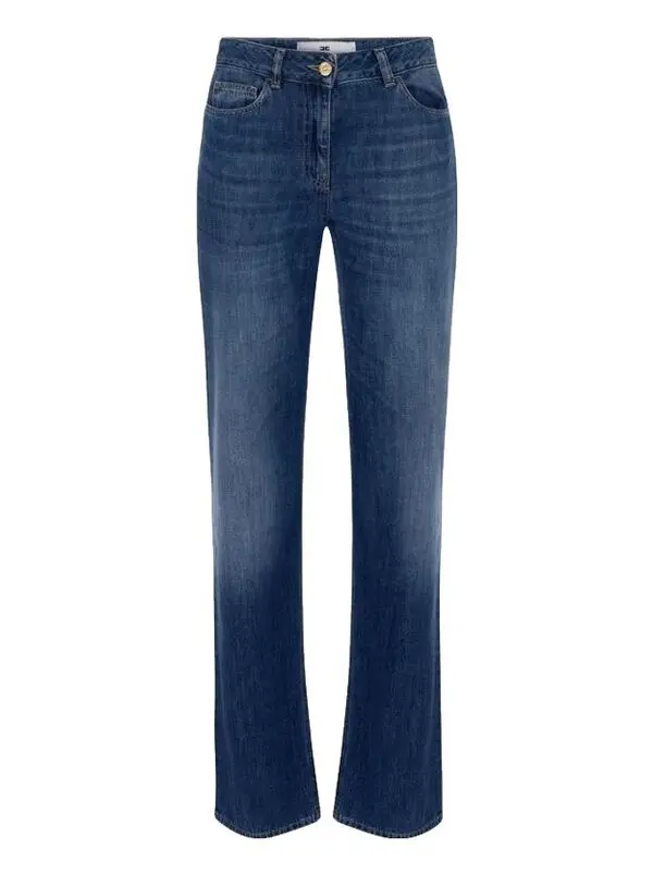 Elisabetta Franchi Straight Leg Jeans - Blue Denim
