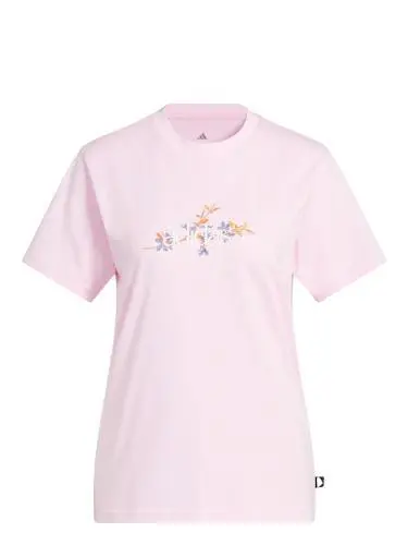 Adidas Elements Radiate Floral Graphic Tee Shirt - Clear Pink