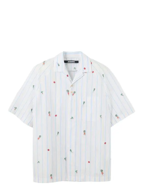 Jacquemus The Romarin Short-sleeve Shirt Jacquard Classic Stripes - White