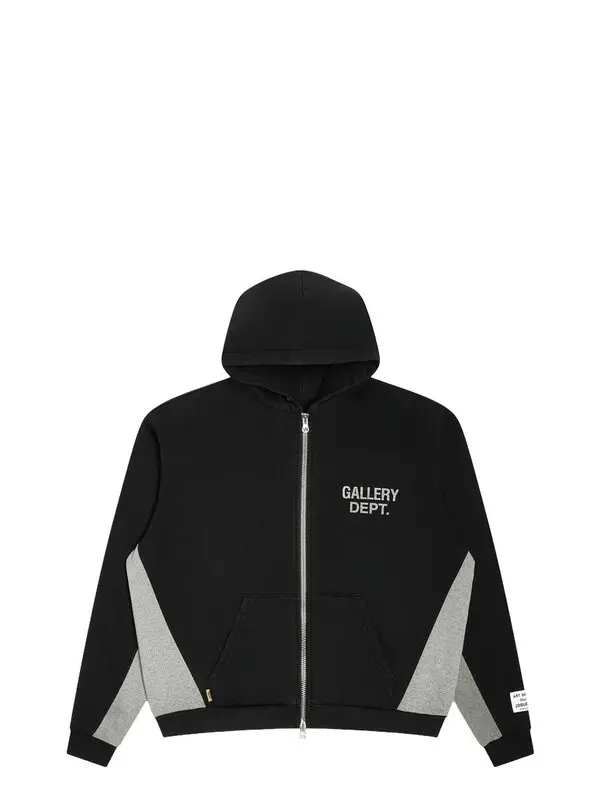 GALLERY DEPT. Contrast Panel Zip-up Hoodie - Black