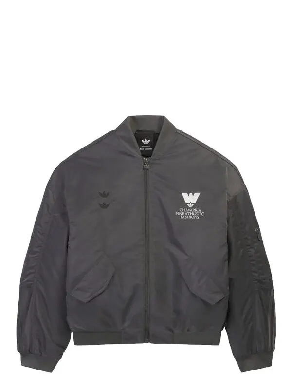Adidas By Willy Chavarria Oversized Satin Bomber Jacket - Gray