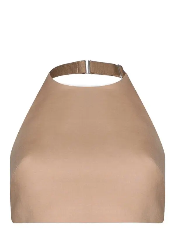 MUGLER Fitted Cropped Top - Tan