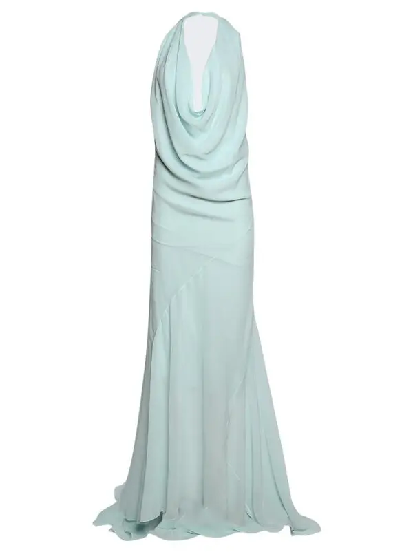 MUGLER Draped Halter Gown - Blue