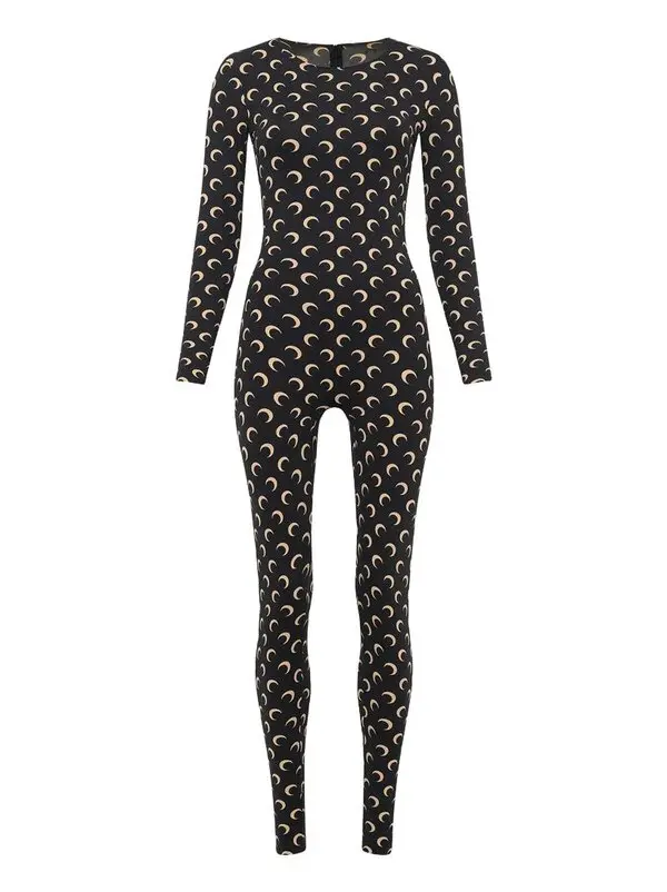 MARINE SERRE Moon Print Jersey Catsuit - Black
