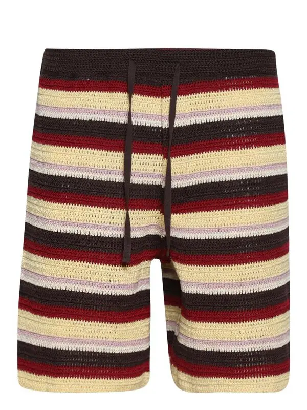BAZISZT Bazizst Striped Knitted Cotton Shorts - Multi