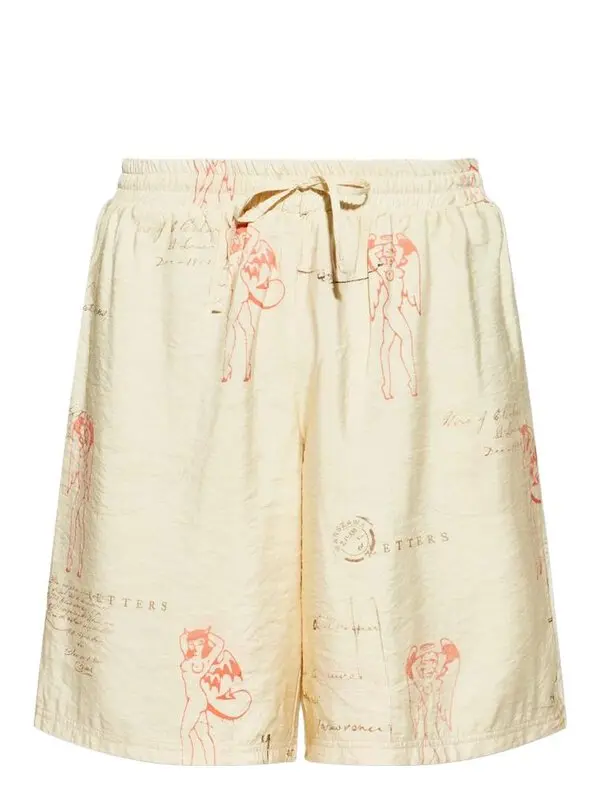 MISBHV Printed Drawstring Shorts - Beige