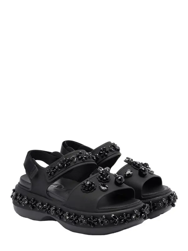 Simone Rocha X Crocs Embellished Platform Sandals - Black