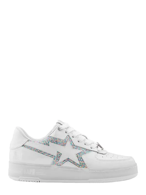 A BATHING APE Sta Icon Low #3 Patent Cotton Candy Rhinestone Sneakers - White