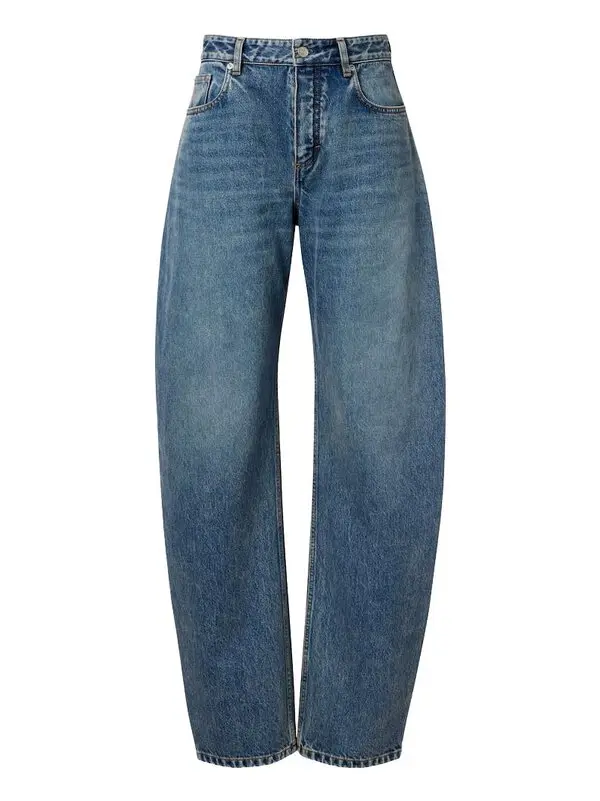 Alaïa Barrel-leg Jeans In Handsand Wash - Blue