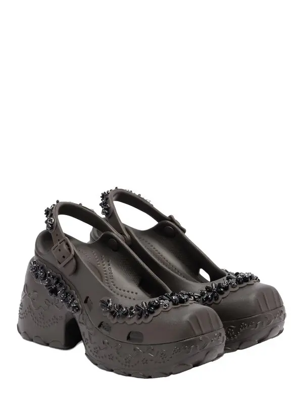 Simone Rocha Embellished Slingback Pumps In Esprosso - Brown