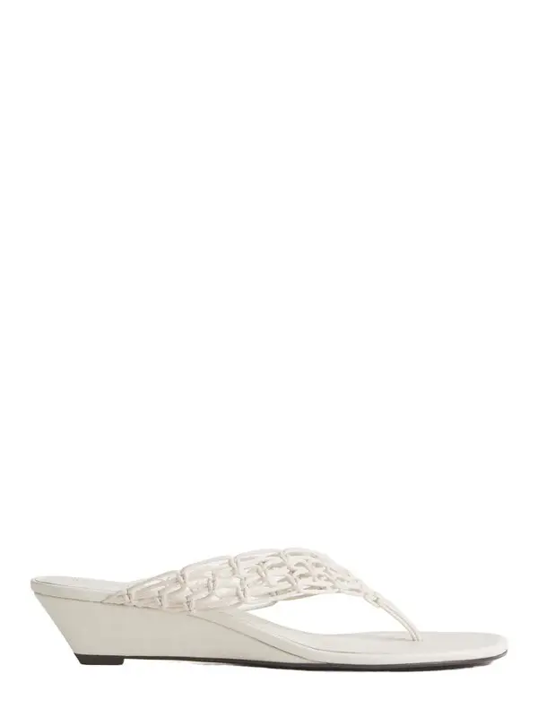 REFORMATION Libby Wedge Thong Sandals - Ivory