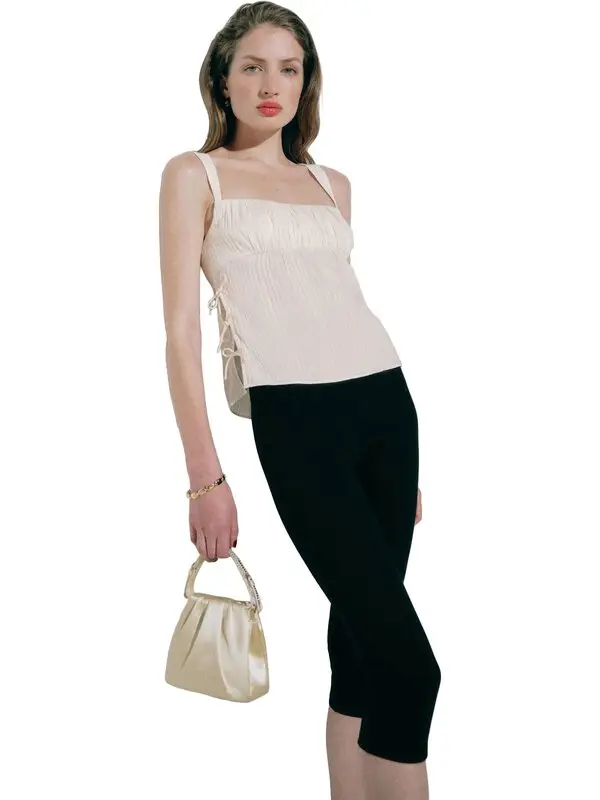 REFORMATION Sommer Sleeveless Square Neck Top With Side Tie Details - Ivory