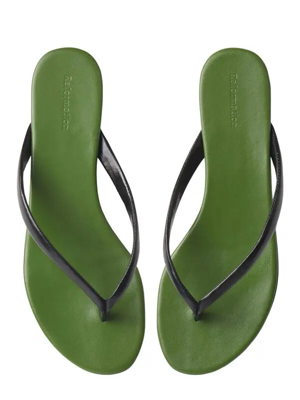 REFORMATION Amelia Flat Thong Sandals - Green