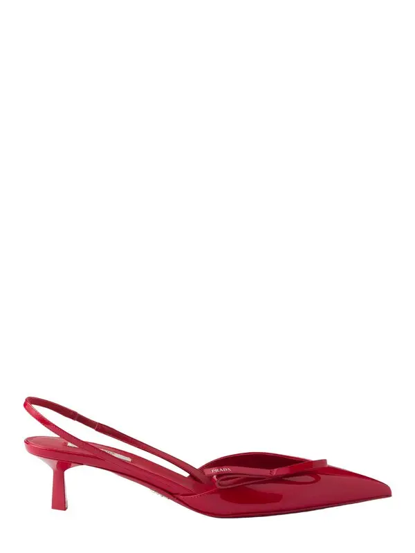 Prada Patent Leather Slingback Kitten Heels - Red