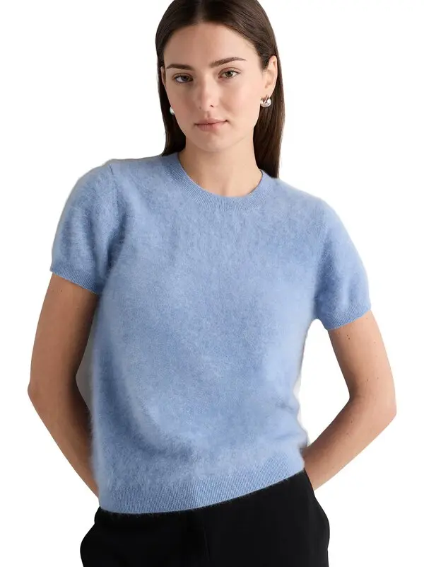 Quince Brushed Cashmere T-shirt - Faded Denim